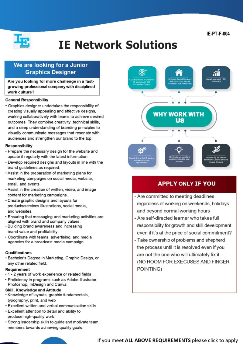 We are hiring Jr. Graphics Designer