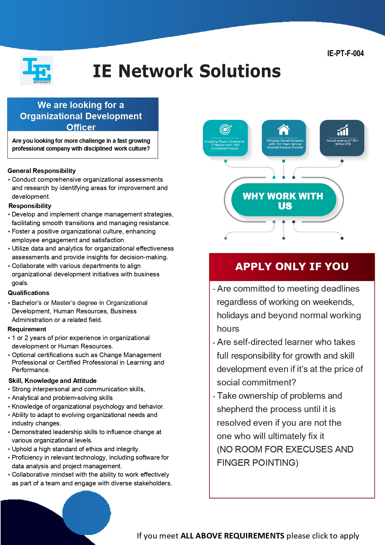 We are hiring Organizational Development Officer